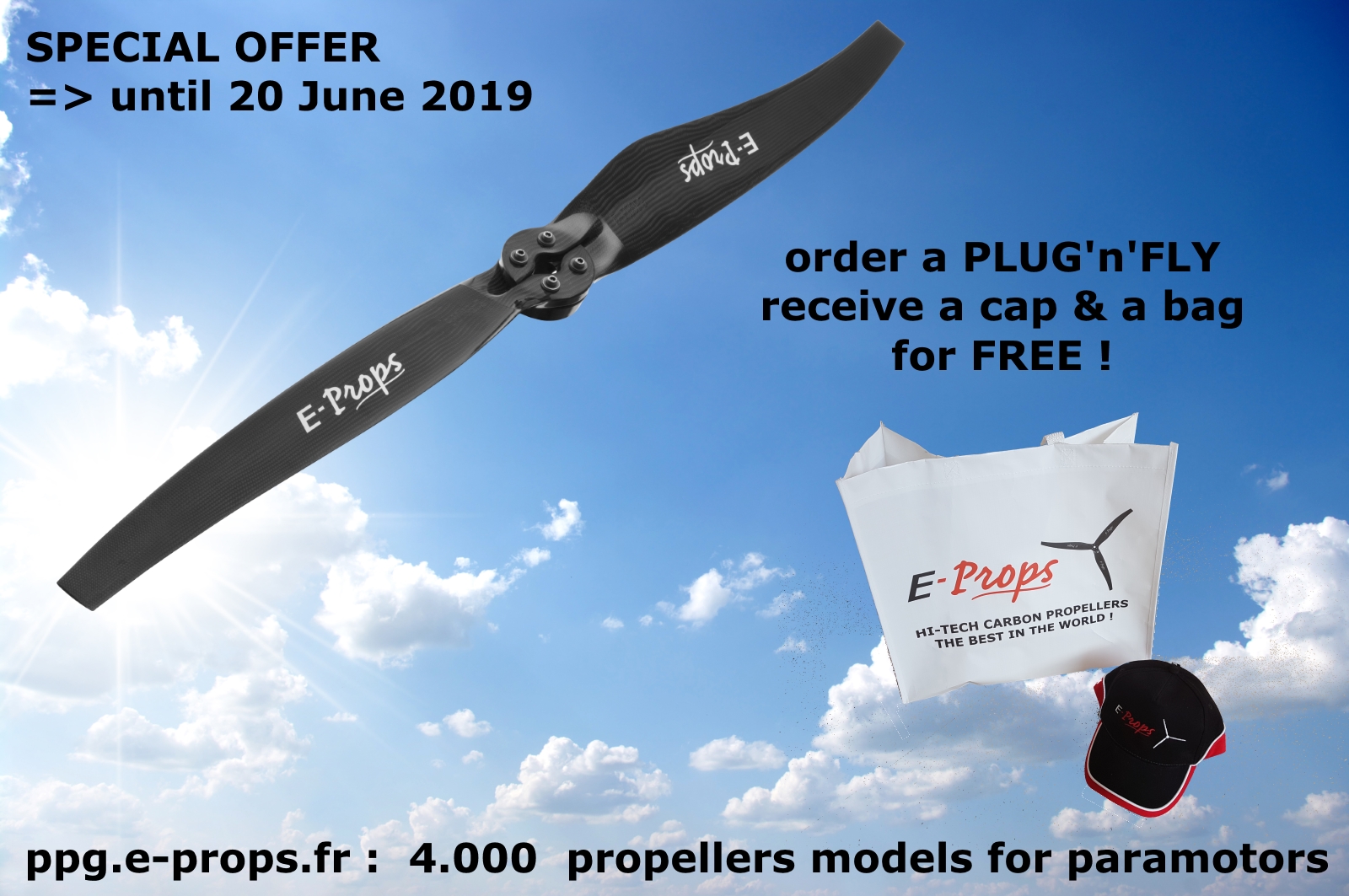 PLUG'n'FLY special offer - E-PROPS Carbon-Titanium Propellers for Aviation